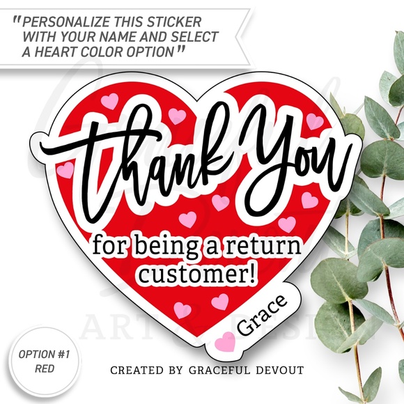 Graceful Devout | Other | Thank You For Being A Return Customer Sticker ...